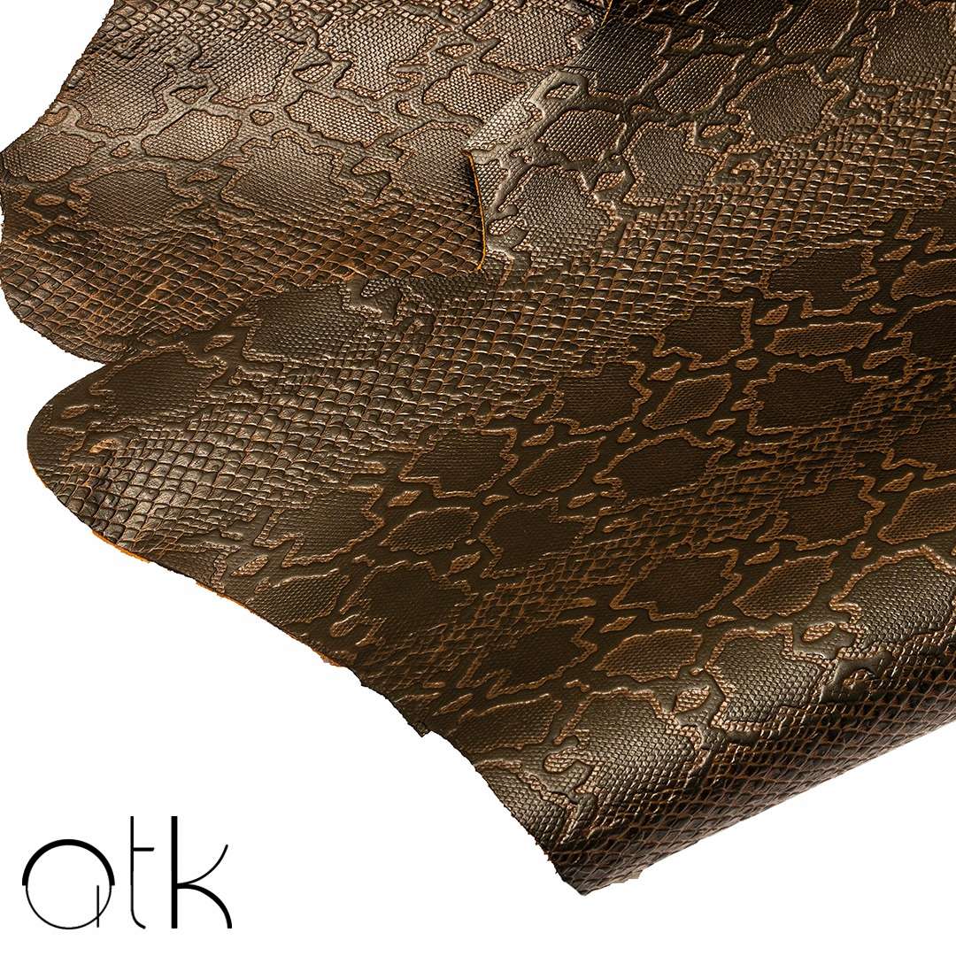 Cobra Print Leather - Dark Brown - Akram Tannery Kasur