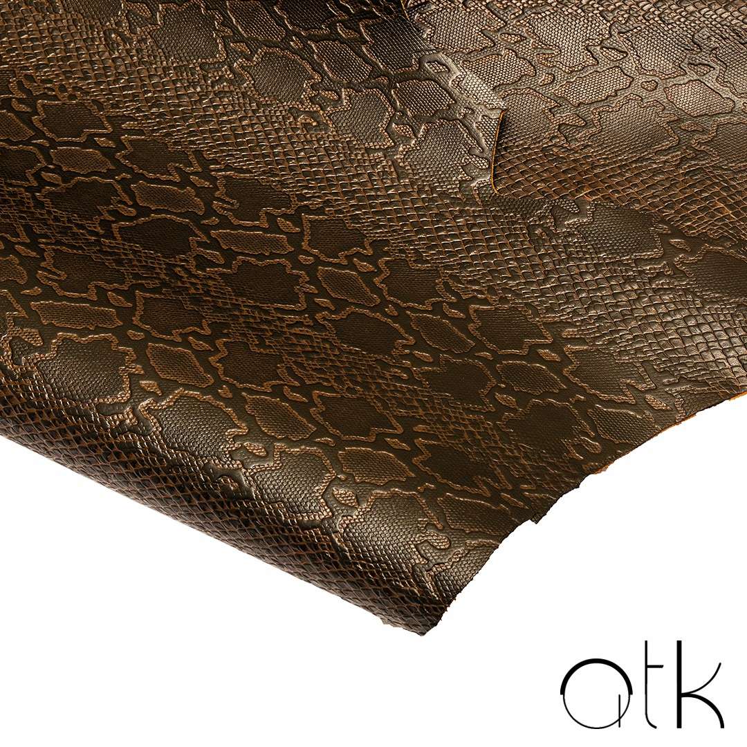 Cobra Print Leather - Dark Brown - Akram Tannery Kasur
