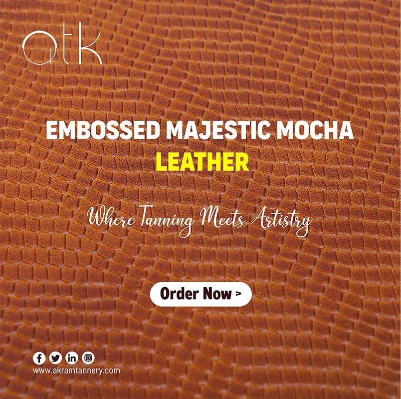 Embossed Majestic Mocha Leather - Akram Tannery Kasur