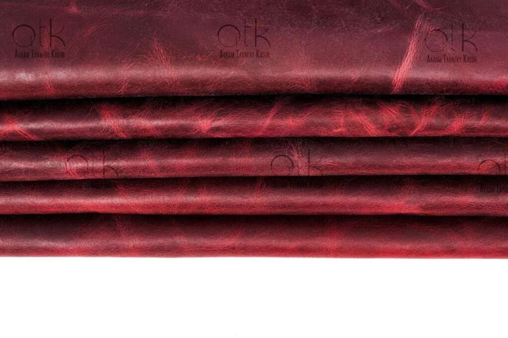 Red Wine Pull Up Leather for Luxury Bags & Cases