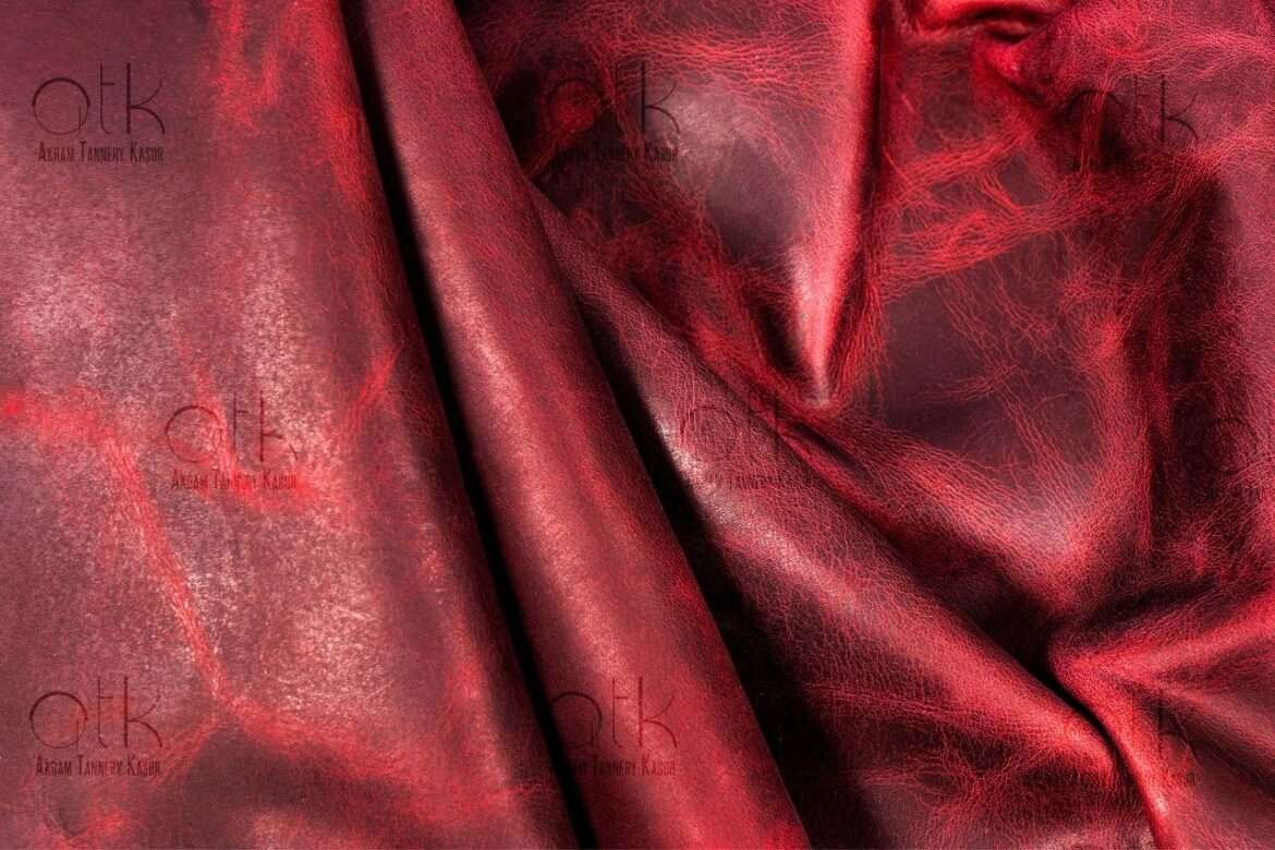 Red Wine Pull Up Leather for Luxury Bags & Cases